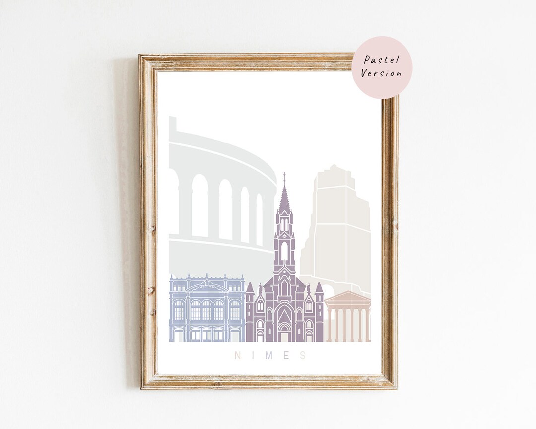 Nimes Skyline Poster – Fine Art Print Glicee Poster Decor Home Gift ...