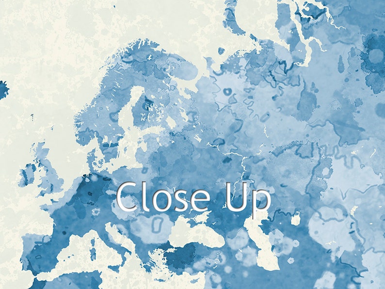 World Map in Watercolor Blue Painting Abstract Splatters SKU - Etsy