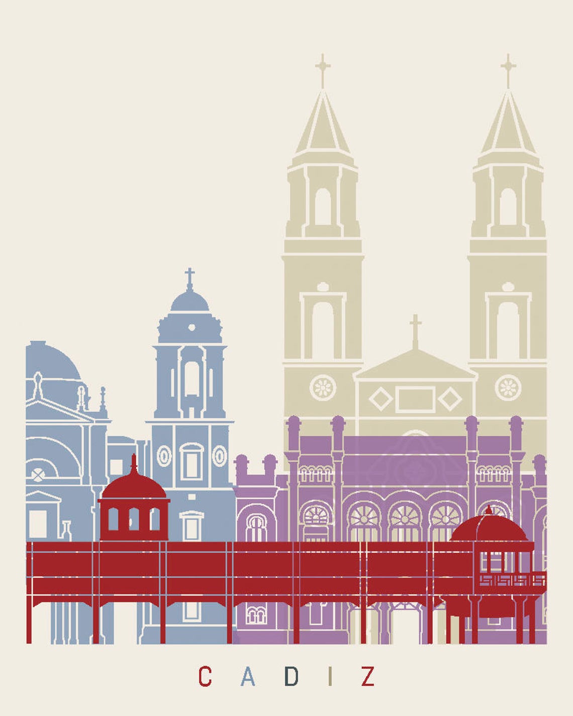 Cadiz Skyline Poster Fine Art Print Glicee Poster Decor Home - Etsy