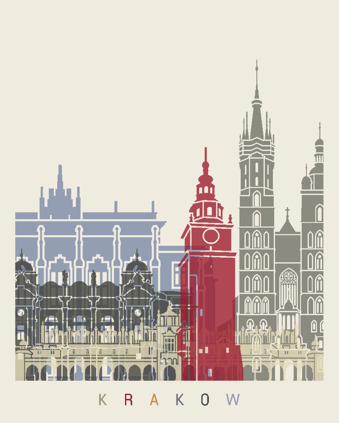 Krakow Skyline Poster Fine Art Print Glicee Poster Decor | Etsy
