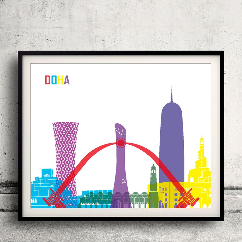 Doha Pop Art Skyline Fine Art Print Glicee Poster Decor Home - Etsy