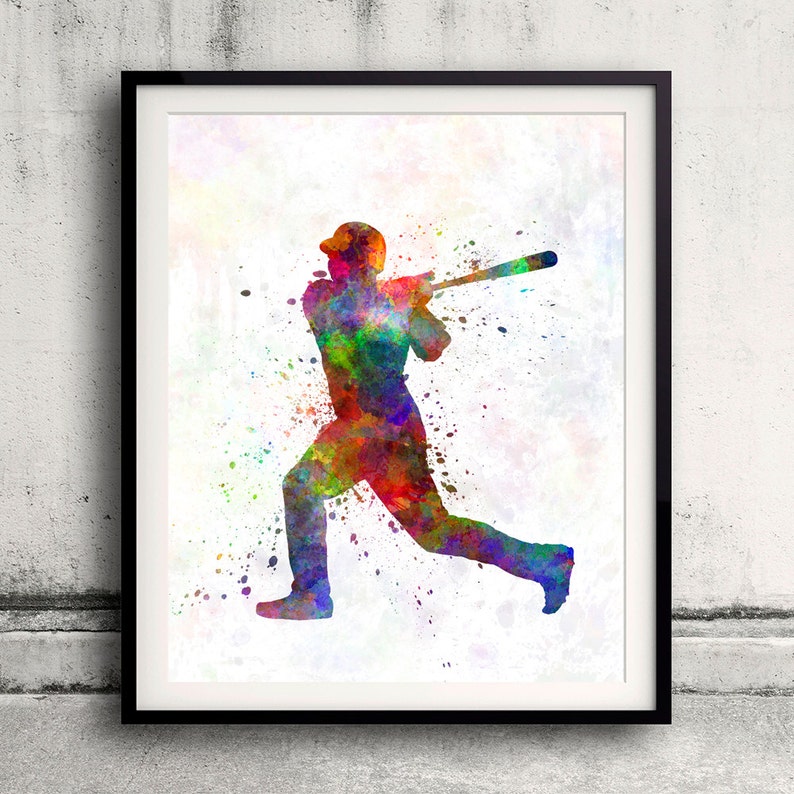 Baseball Player Hitting a Ball 05 Poster Watercolor Wall Art - Etsy