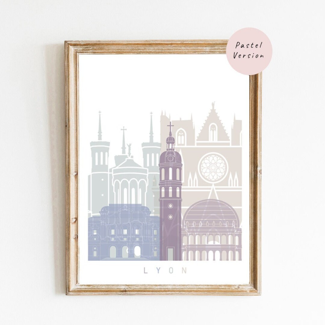Lyon Skyline Poster Fine Art Print Glicee Poster Decor Home Gift ...