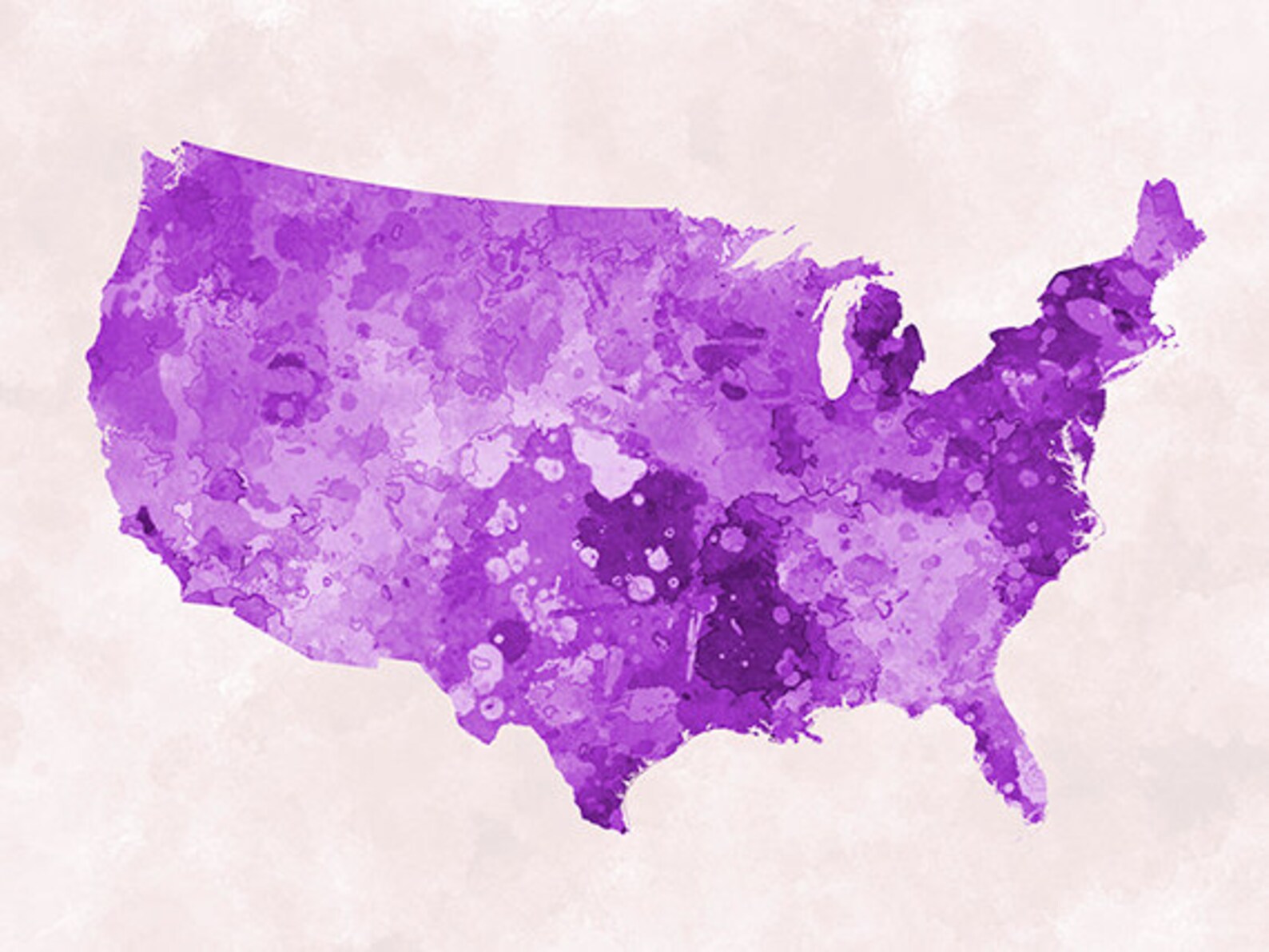 United States Map in Watercolor Purple Painting Abstract - Etsy
