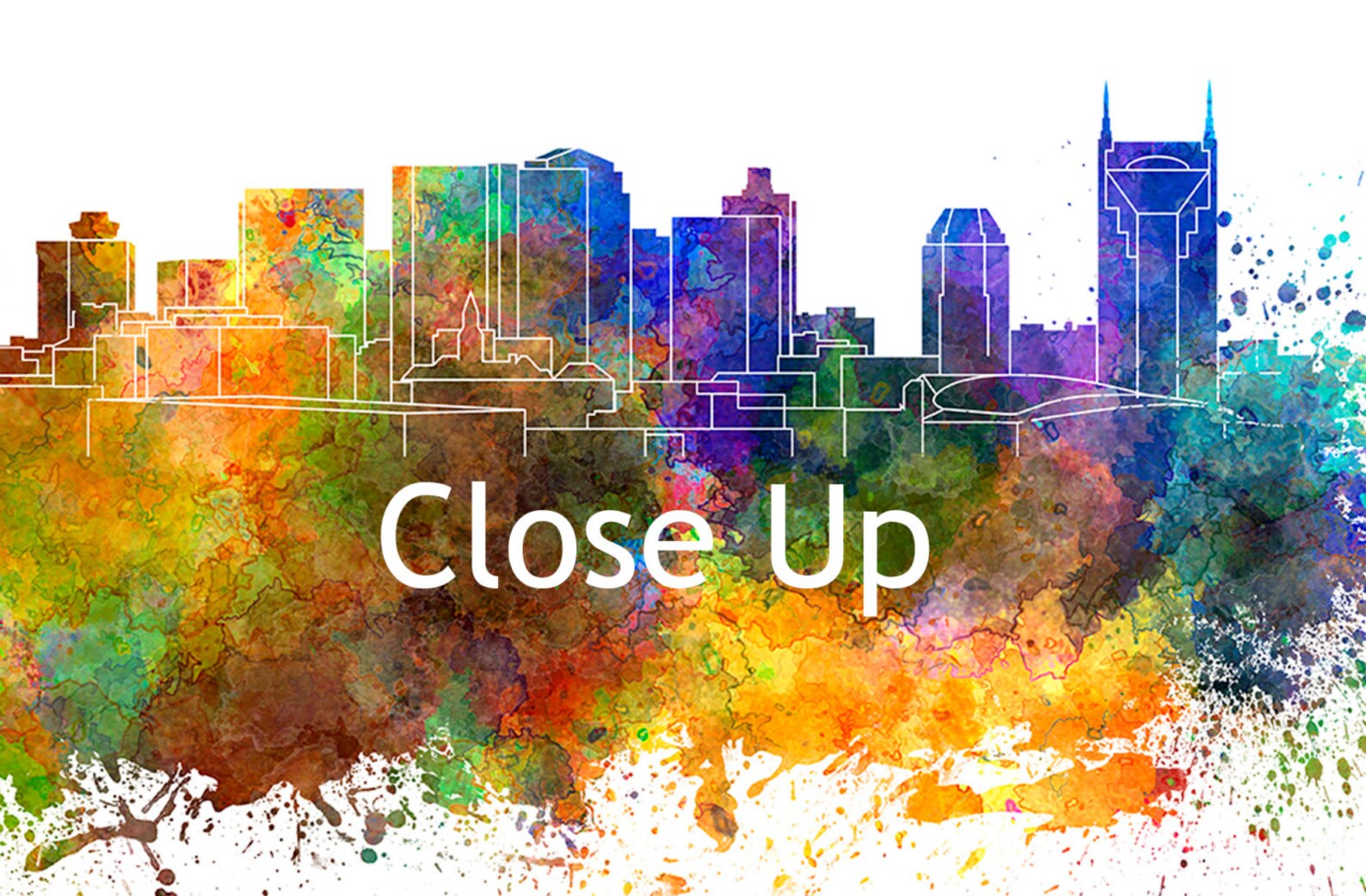 Nashville Skyline in Watercolor Over White Background With - Etsy
