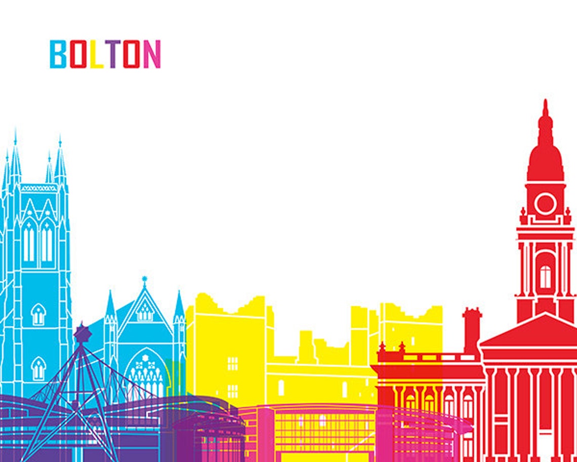 Bolton pop art skyline Fine Art Print Glicee Poster Decor | Etsy