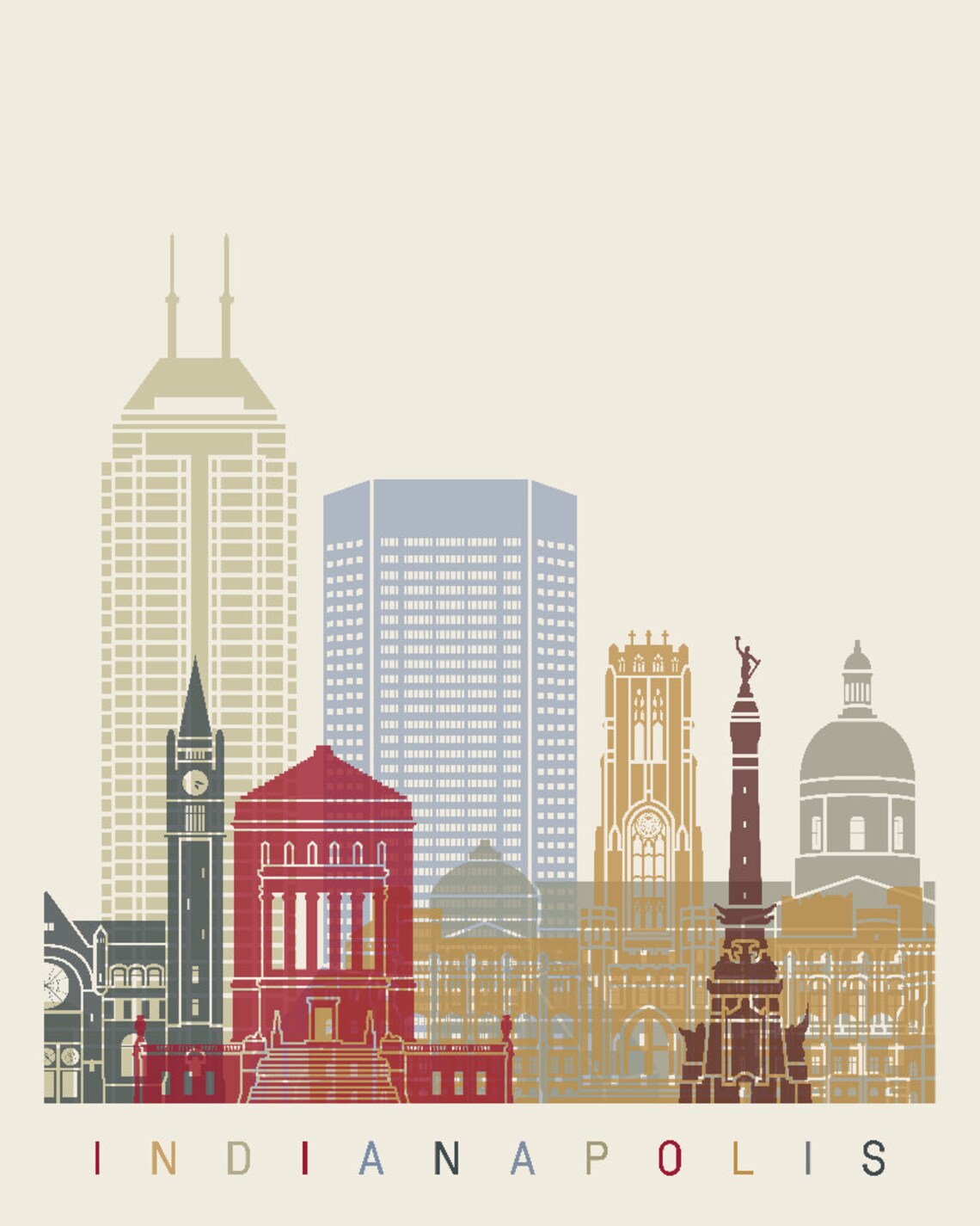 Indianapolis Skyline Poster Fine Art Print Glicee Poster - Etsy
