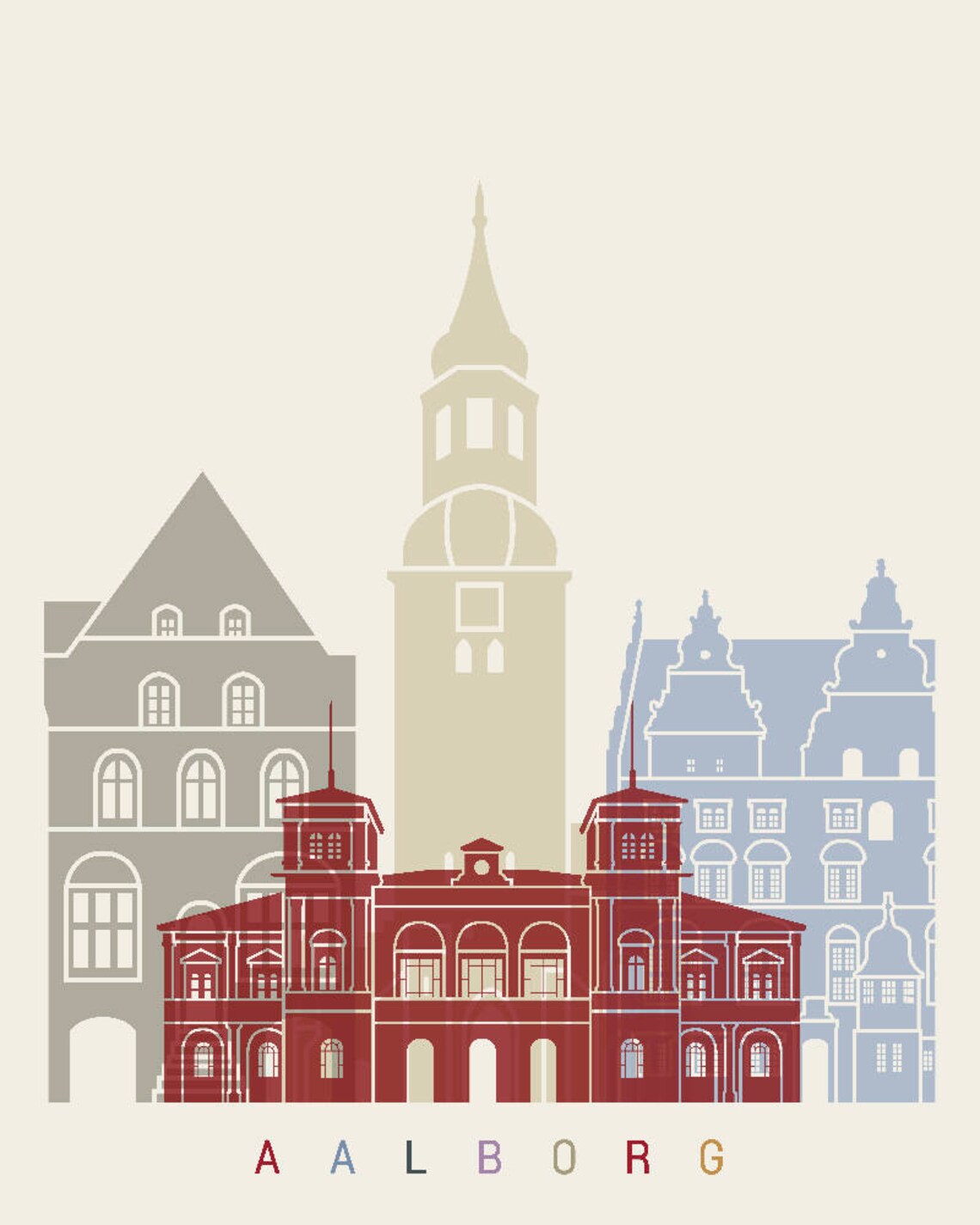 Aalborg Skyline Poster Fine Art Print Glicee Poster Decor | Etsy