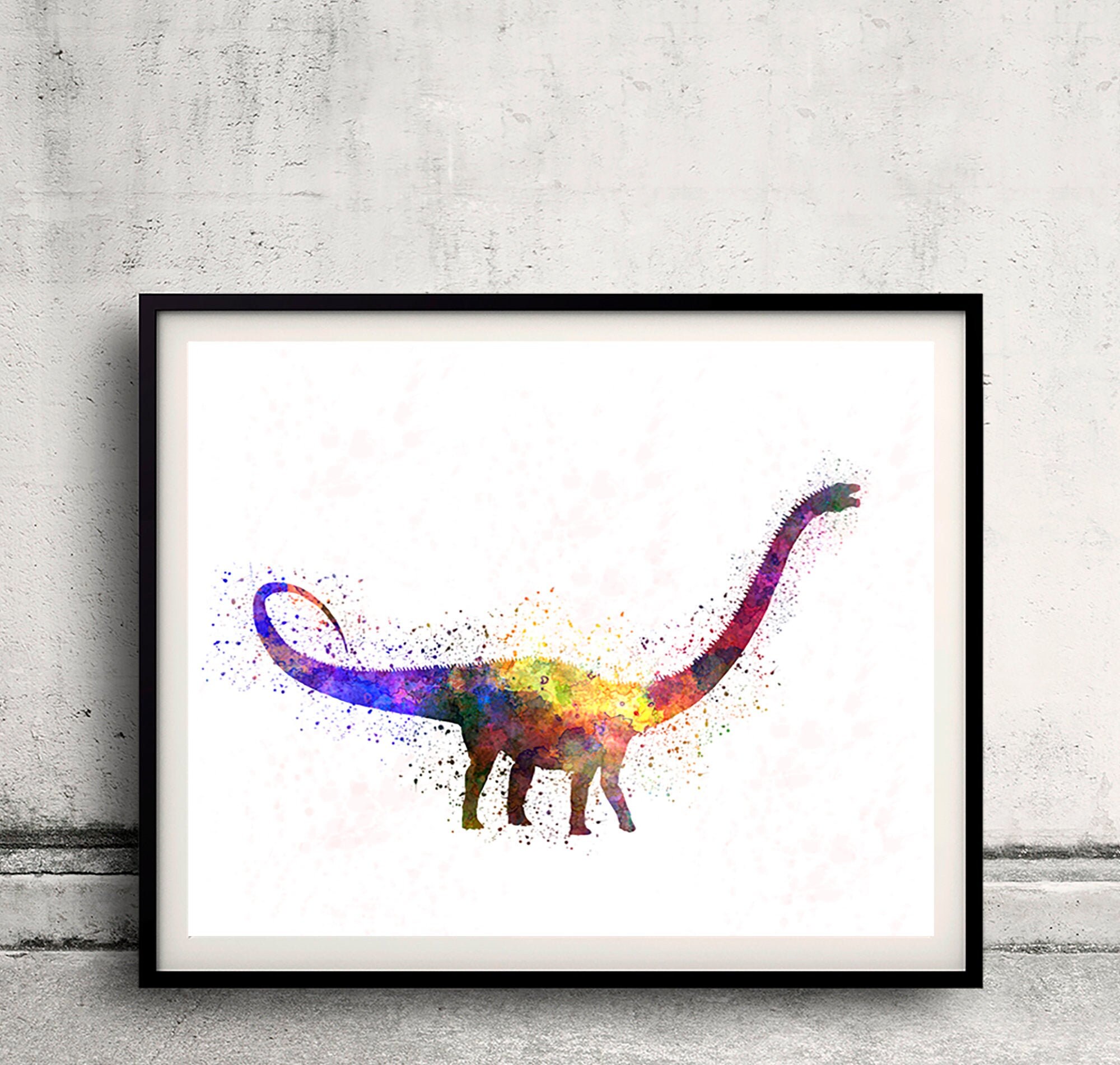 Diplodocus Dinosaur in Watercolor Fine Art Print Glicee Poster Decor ...