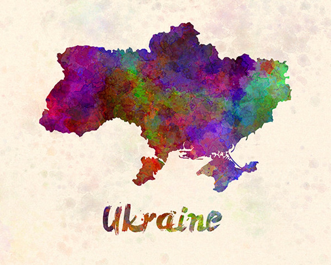 Ukraine Map in Watercolor Fine Art Print Glicee Poster - Etsy