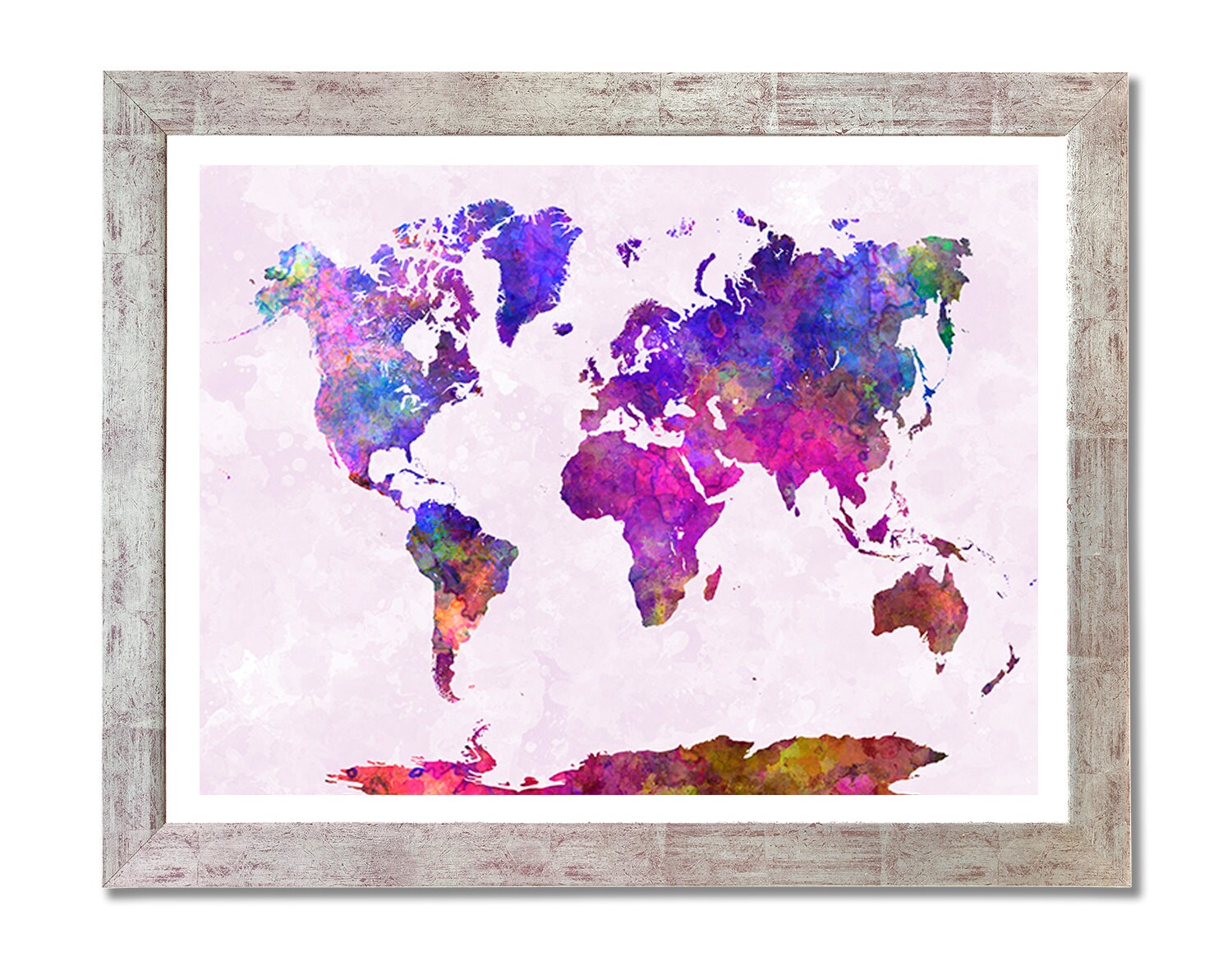 World Map in Watercolor Painting Abstract Splatters SKU 0401 - Etsy