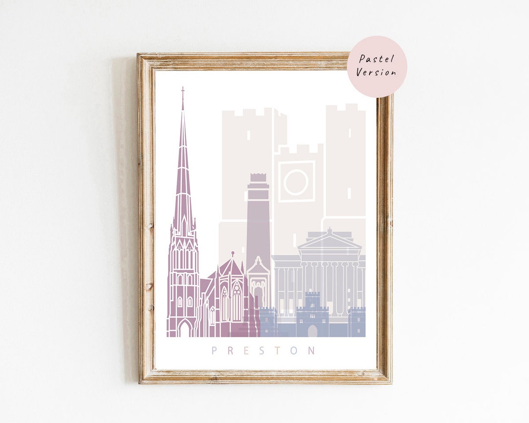 Preston Skyline Poster - Fine Art Print Glicee Poster Decor Home Gift ...