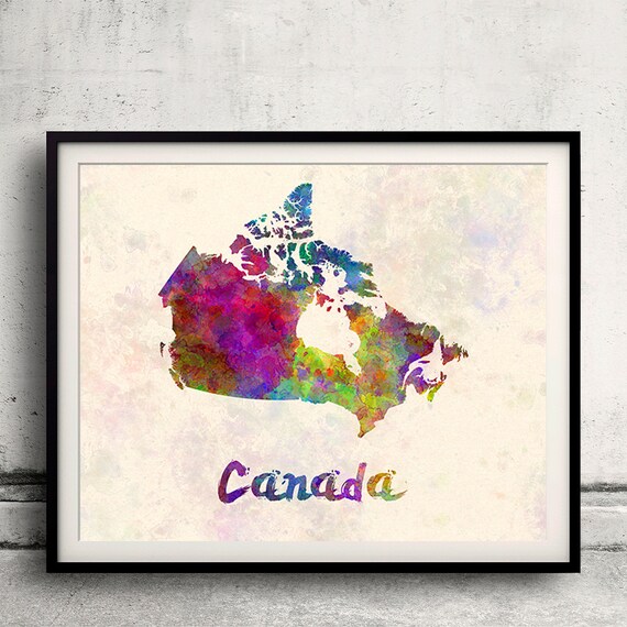 Canada Map in Watercolor Fine Art Print Glicee Poster | Etsy
