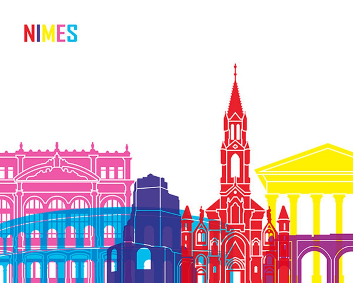 Nimes Skyline Pop Art Fine Art Print Glicee Poster Decor - Etsy