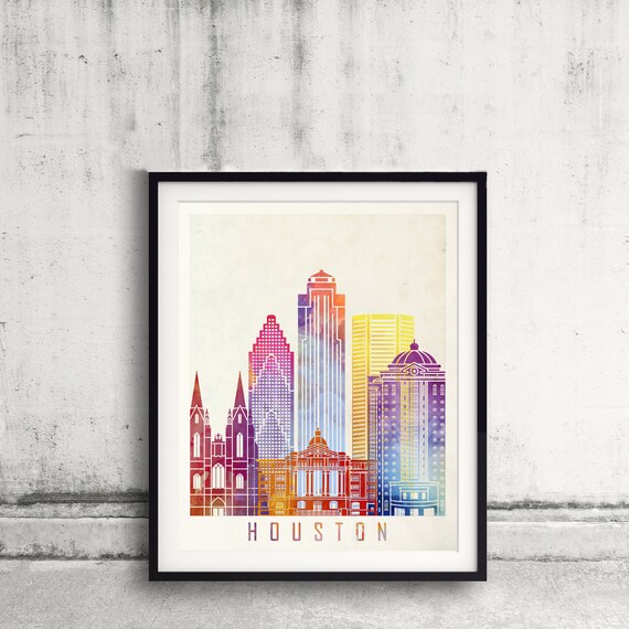 Houston Landmarks Watercolor Poster Fine Art Print Glicee - Etsy