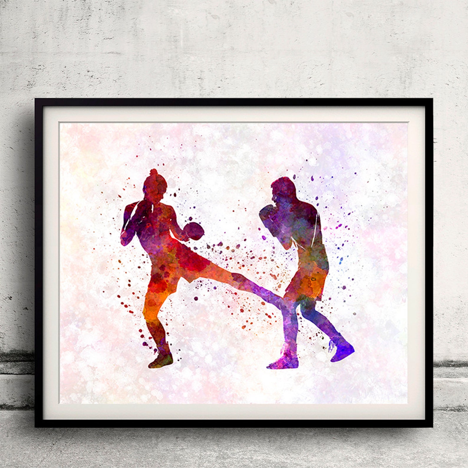Woman Boxer Boxing Man Kickboxing 02 Fine Art Print Glicee - Etsy