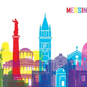 Messina Pop Art Skyline Fine Art Print Glicee Poster Decor Home Gift ...