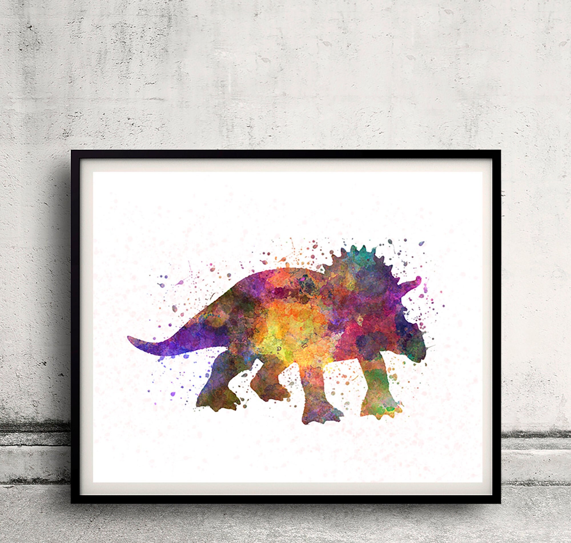 Triceratops Dinosaur in Watercolor Fine Art Print Glicee - Etsy