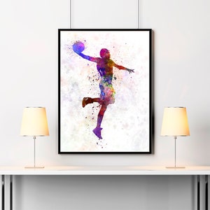 Young Man Basketball Player One Hand Slam Dunk - SKU 0864 - Etsy