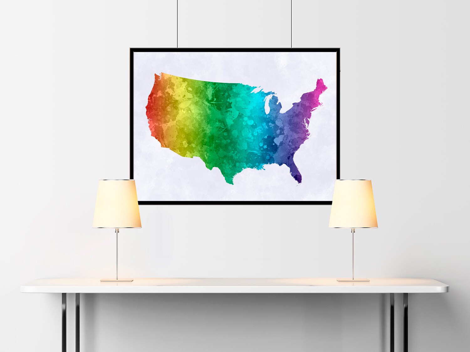 United States Map in Watercolor Painting Abstract Splatters - Etsy