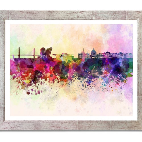 Basel Skyline in Watercolor Background SKU 1500 - Etsy