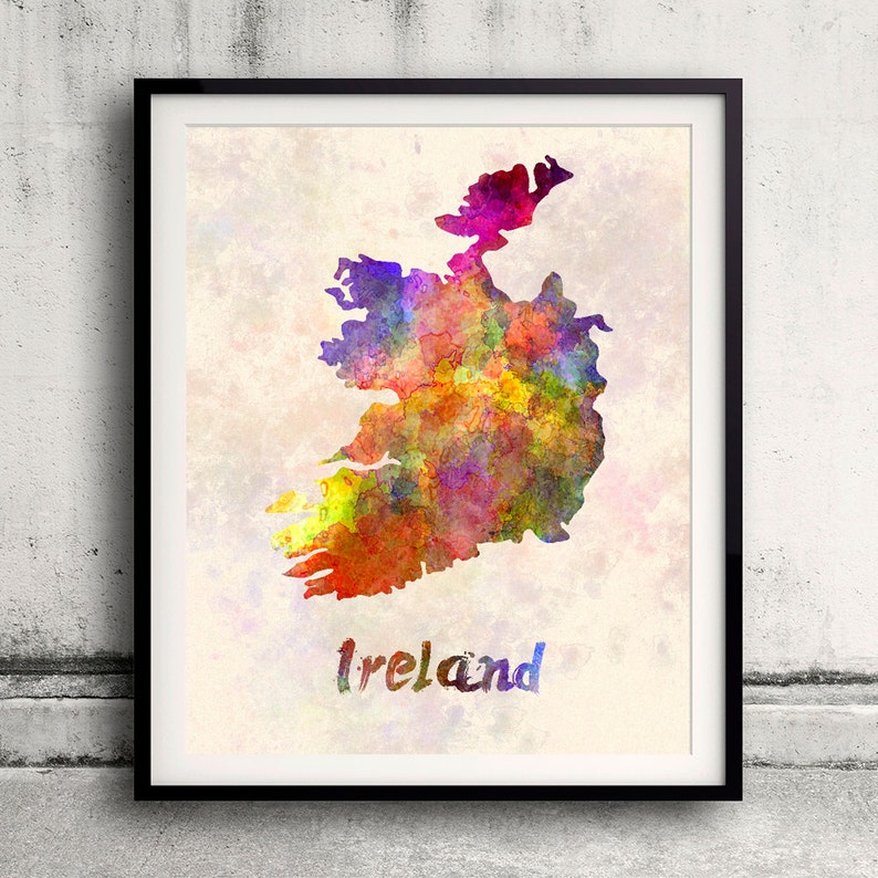 Ireland Map in Watercolor Fine Art Print Glicee Poster - Etsy