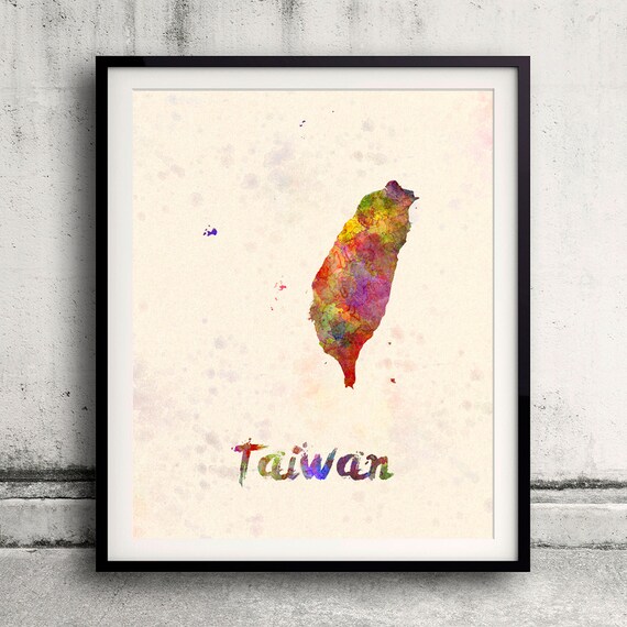 Taiwan Map in Watercolor Fine Art Print Glicee Poster | Etsy
