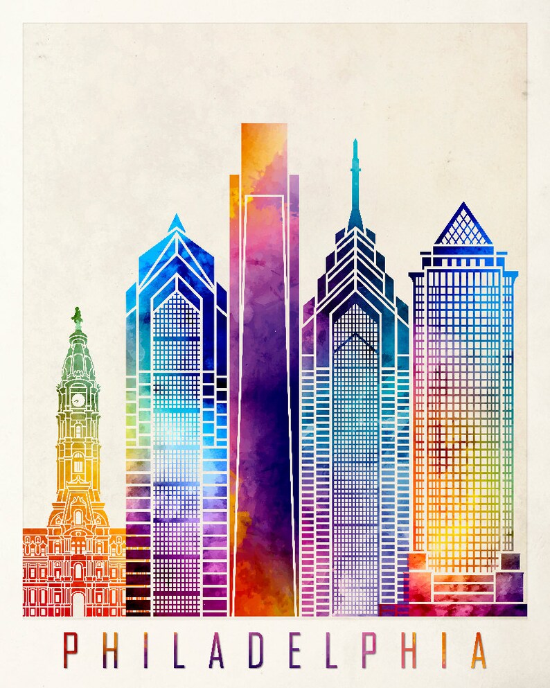 Philadelphia Landmarks Watercolor Poster Fine Art Print - Etsy