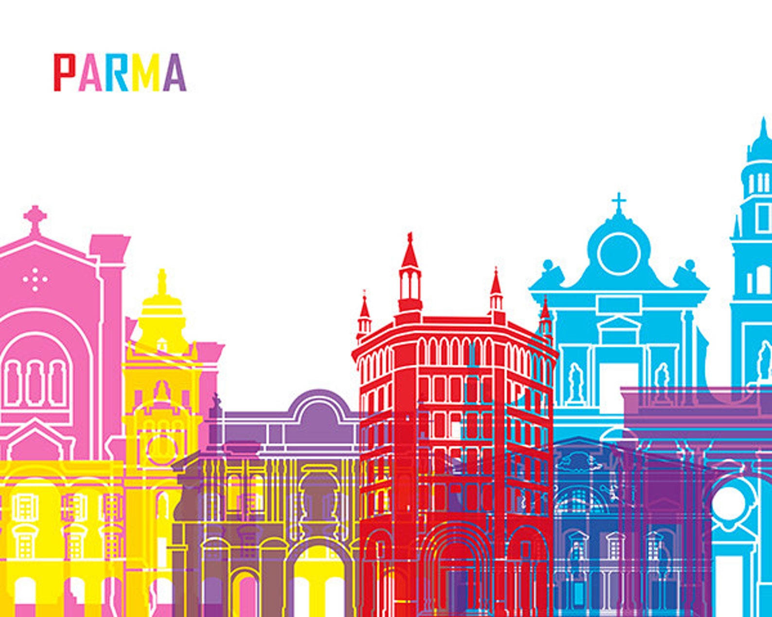 Parma Pop Art Skyline Fine Art Print Glicee Poster Decor | Etsy