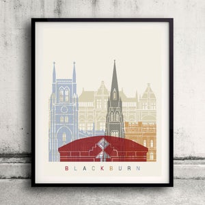 Blackburn Skyline Poster - Fine Art Print Glicee Poster Decor Home Gift ...