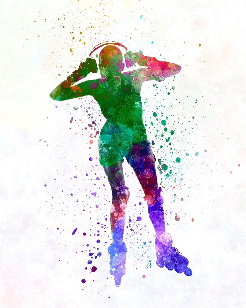 Woman Roller Skater Inline 04 - Fine Art Print Glicee Poster Home ...