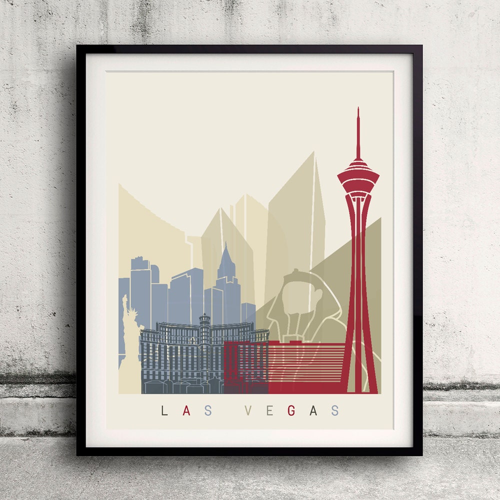 Las Vegas skyline poster Fine Art Print Glicee Poster Decor | Etsy