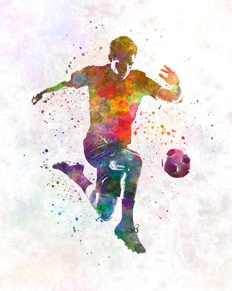 Man soccer football player 09 Fine Art Print Glicee Poster | Etsy