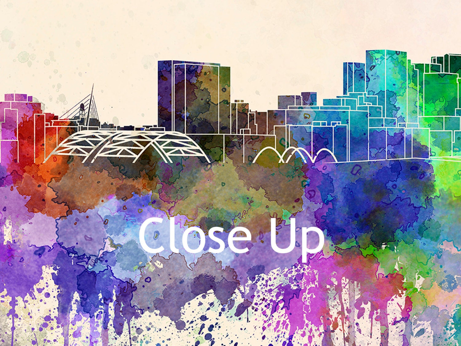 Denver Skyline in Watercolor Background SKU 0060 - Etsy