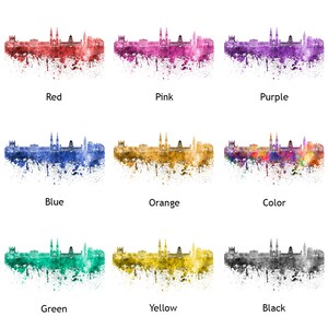Belfast Skyline in Watercolor on White 8 Monochrome Colors - Etsy