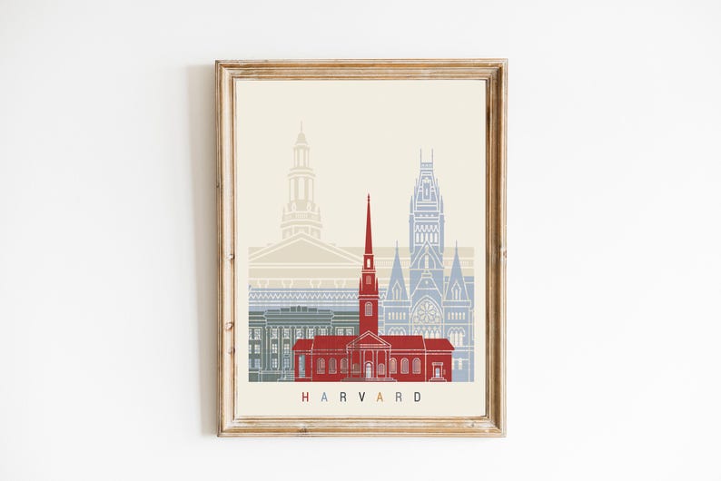 Harvard University Skyline Poster - Fine Art Print Glicee Poster Decor ...