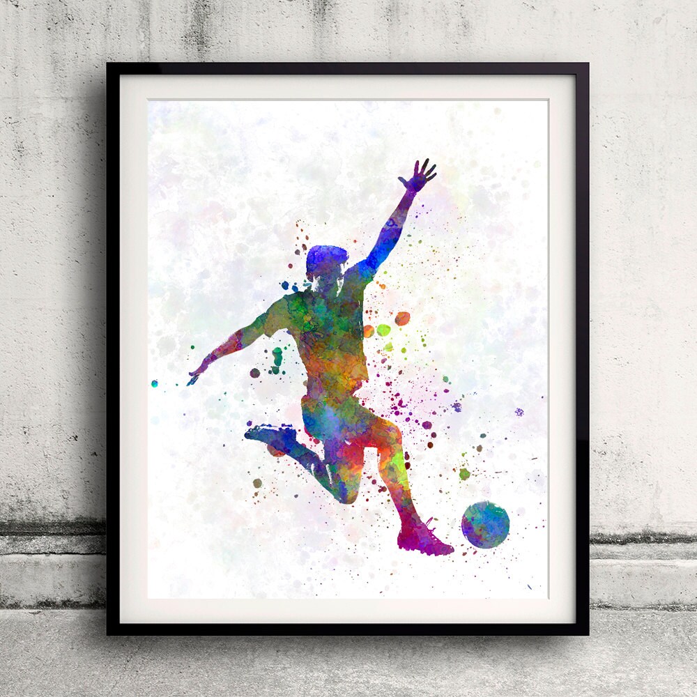 Man Soccer Football Player 05 - Poster Glicée Wall Art Illustration ...