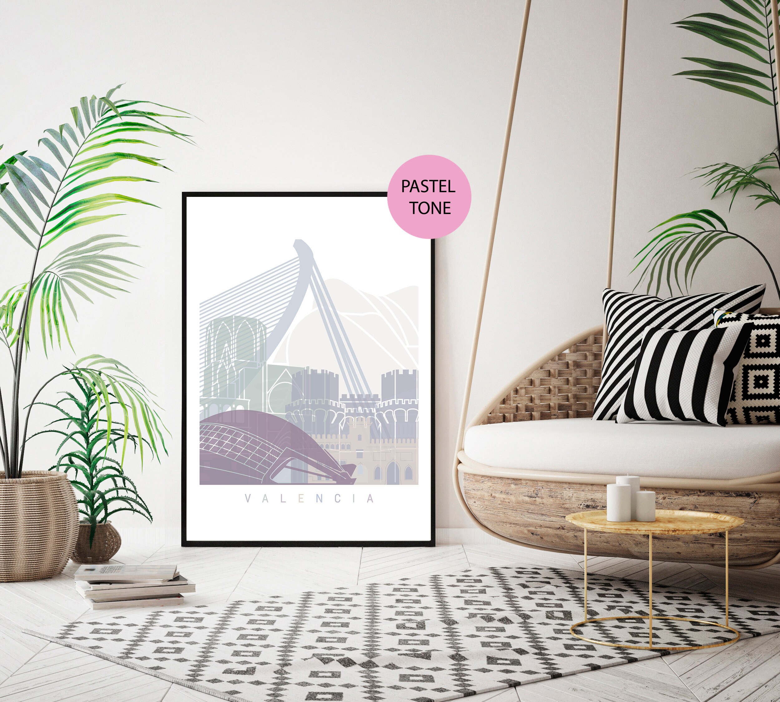 Valencia Skyline Poster - Fine Art Print Glicee Poster Decor Home Gift ...