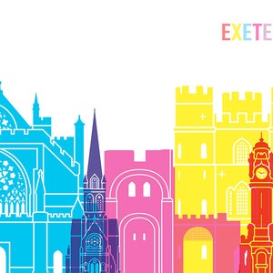 Exeter Pop Art Skyline Fine Art Print Glicee Poster Decor - Etsy