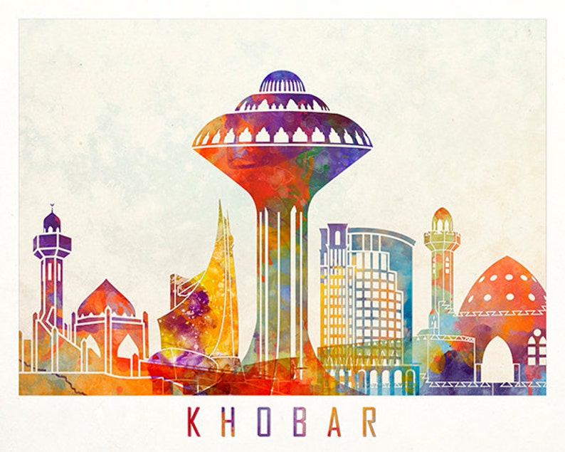 Khobar Landmarks Watercolor Poster Fine Art Print Glicee - Etsy