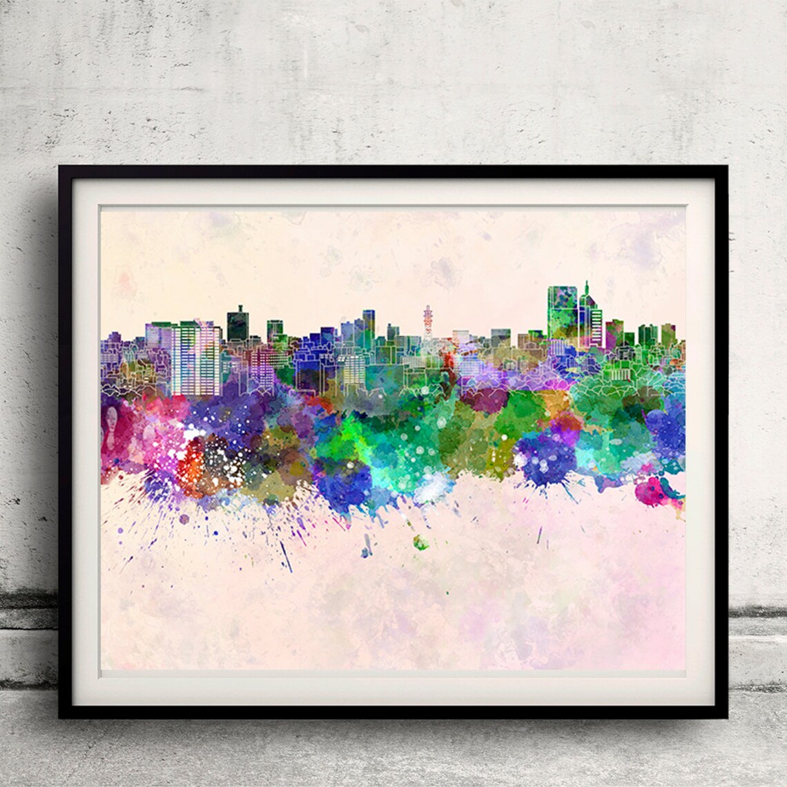 Sendai Skyline in Watercolor Background Fine Art Print | Etsy