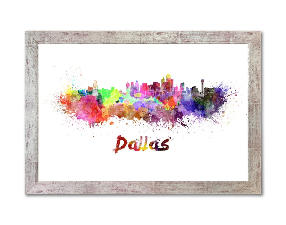 Dallas Skyline in Watercolor Over White Background With Name - Etsy