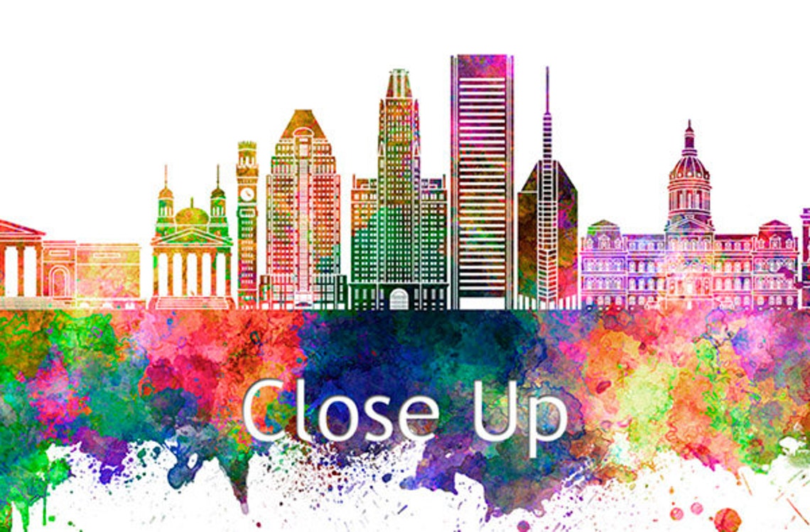 Baltimore Skyline in Watercolor Over White Background With - Etsy