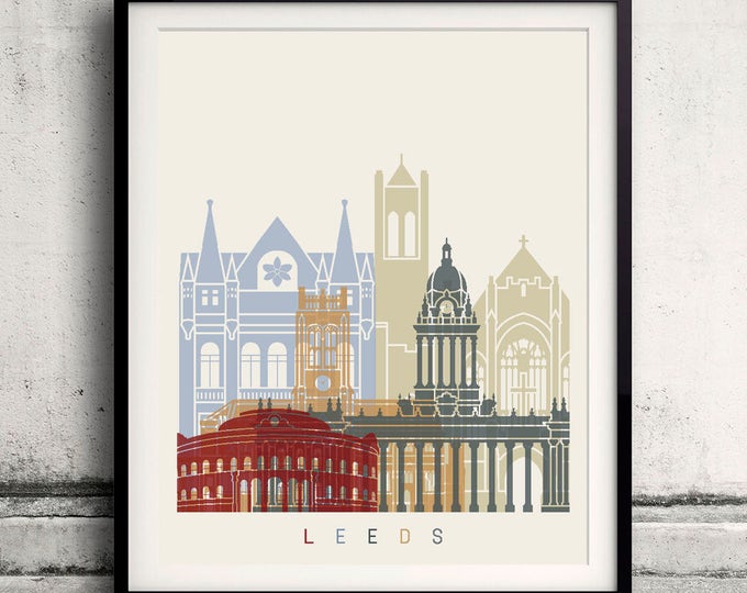 Leeds Skyline Poster Fine Art Print Glicee Poster Decor Home Gift ...