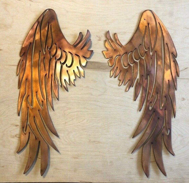Deux angel wings wall metal art avec finition rustique en - Etsy France