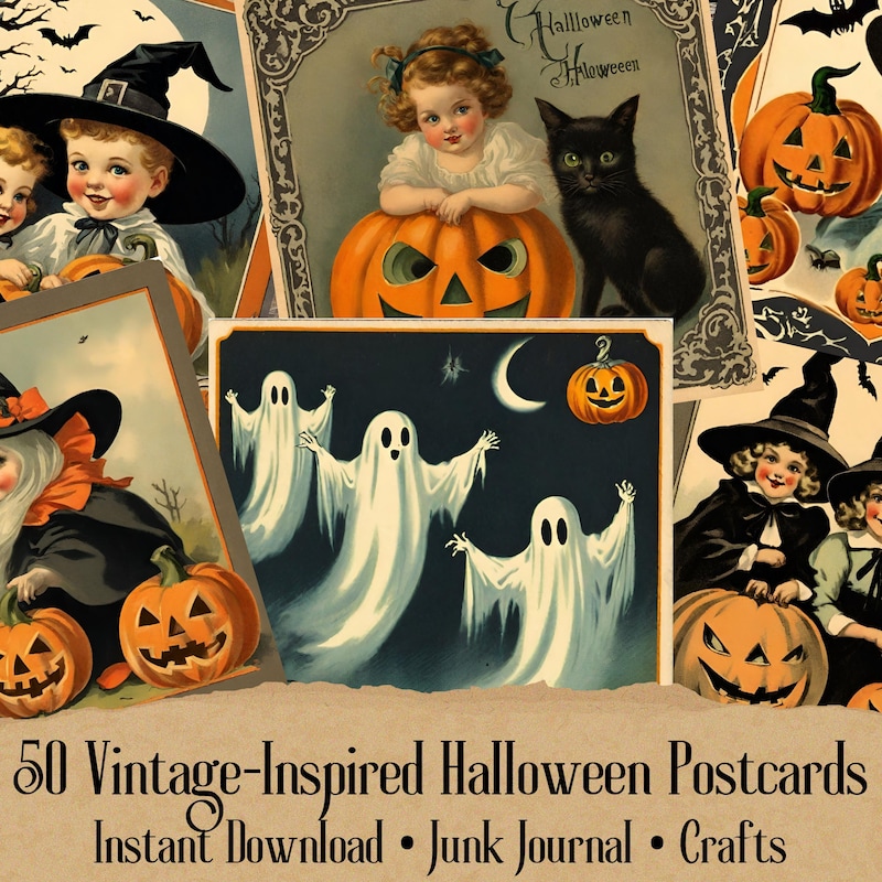 Halloween Postcards - Etsy