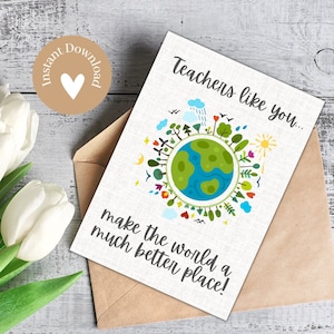 End of Year Teacher Appreciation Card Teachers Like You Make the World ...