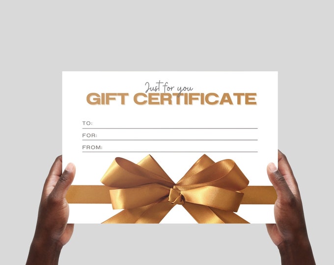 Printable Gift Certificate Custom Gift Certificate Customizable ...