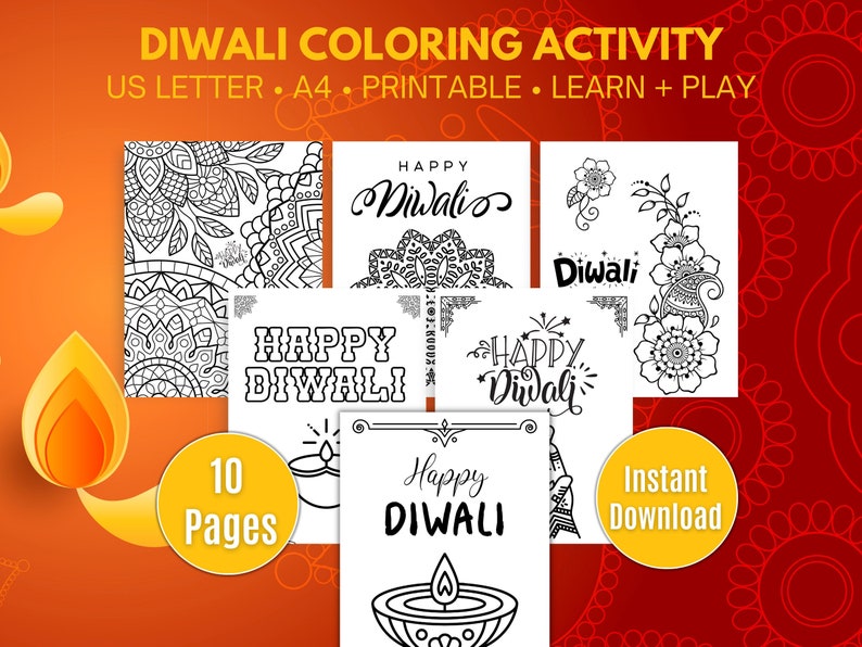 Printable Happy Diwali Activity Sheets Kids Coloring Pages Diya Rangoli ...