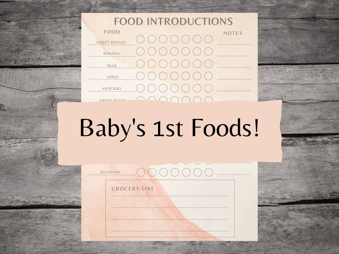 Baby Food Tracker Sheet Baby Food Diary Baby's First Foods Chart Baby ...